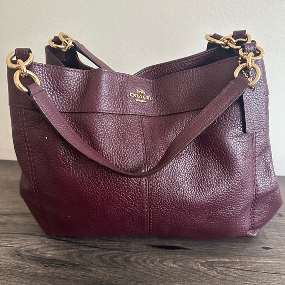 Coach | Bags | Coach Deep Burgundy Leather Shoulder Bag | Poshmark